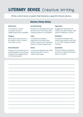 Literary Devices Worksheets Literary Devices: Theme Tree WORKSHEET