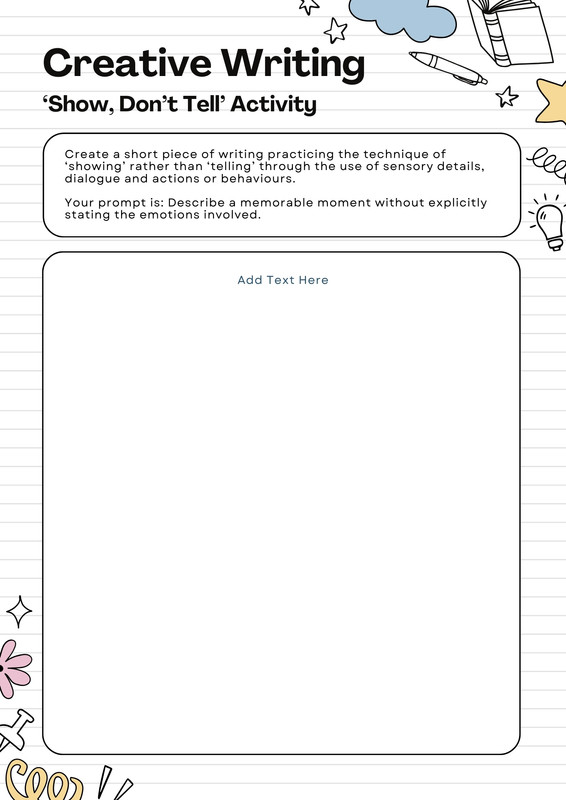 Show Dont Tell Worksheets Show Don't Tell Resource Pack For