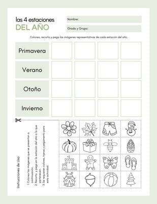 Hoja De Trabajo Sobre Las Estaciones Lista De Los Meses Del Año Y De