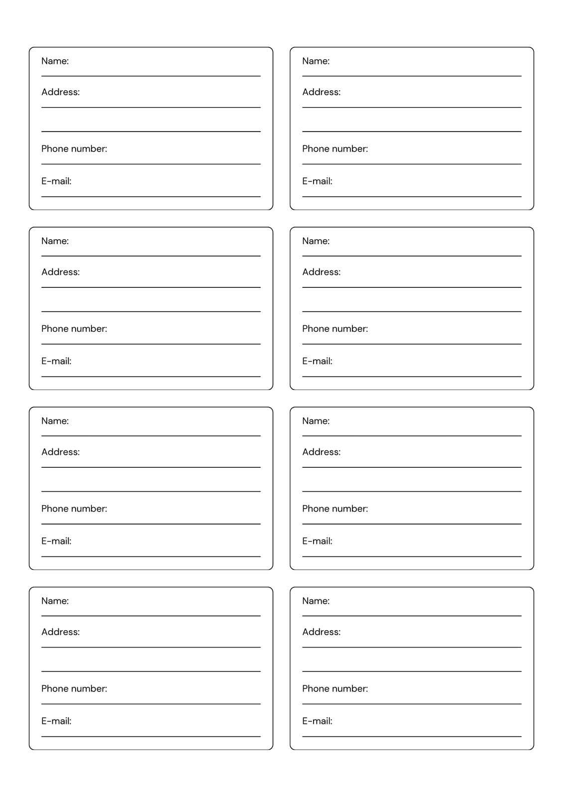 Free and customizable address templates