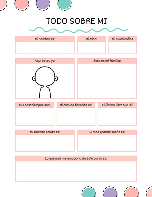 Todo Sobre Mi Free Printable