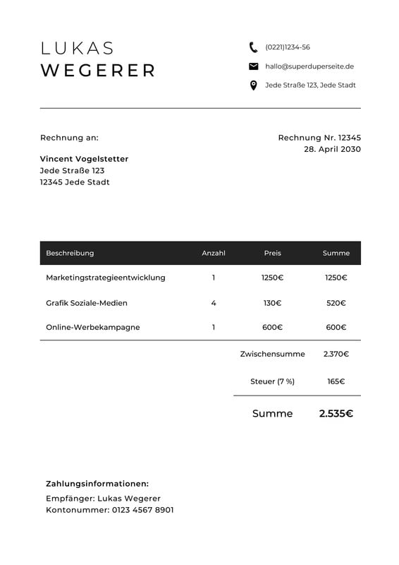 Designs für Rechnungen online gestalten | Canva