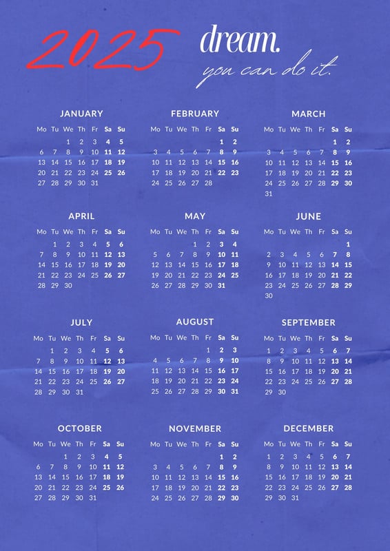 2025 Calendar Infographic