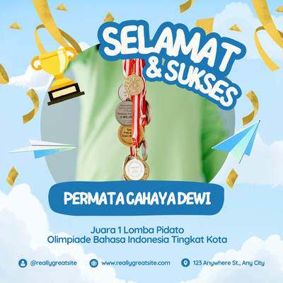 Gratis desain contoh ucapan selamat juara lomba - Canva