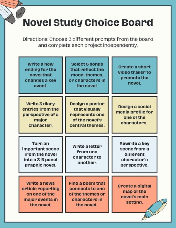 Free and customizable choice board templates