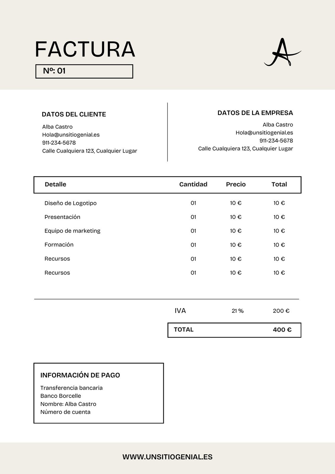 Facturas simples online gratis | Canva