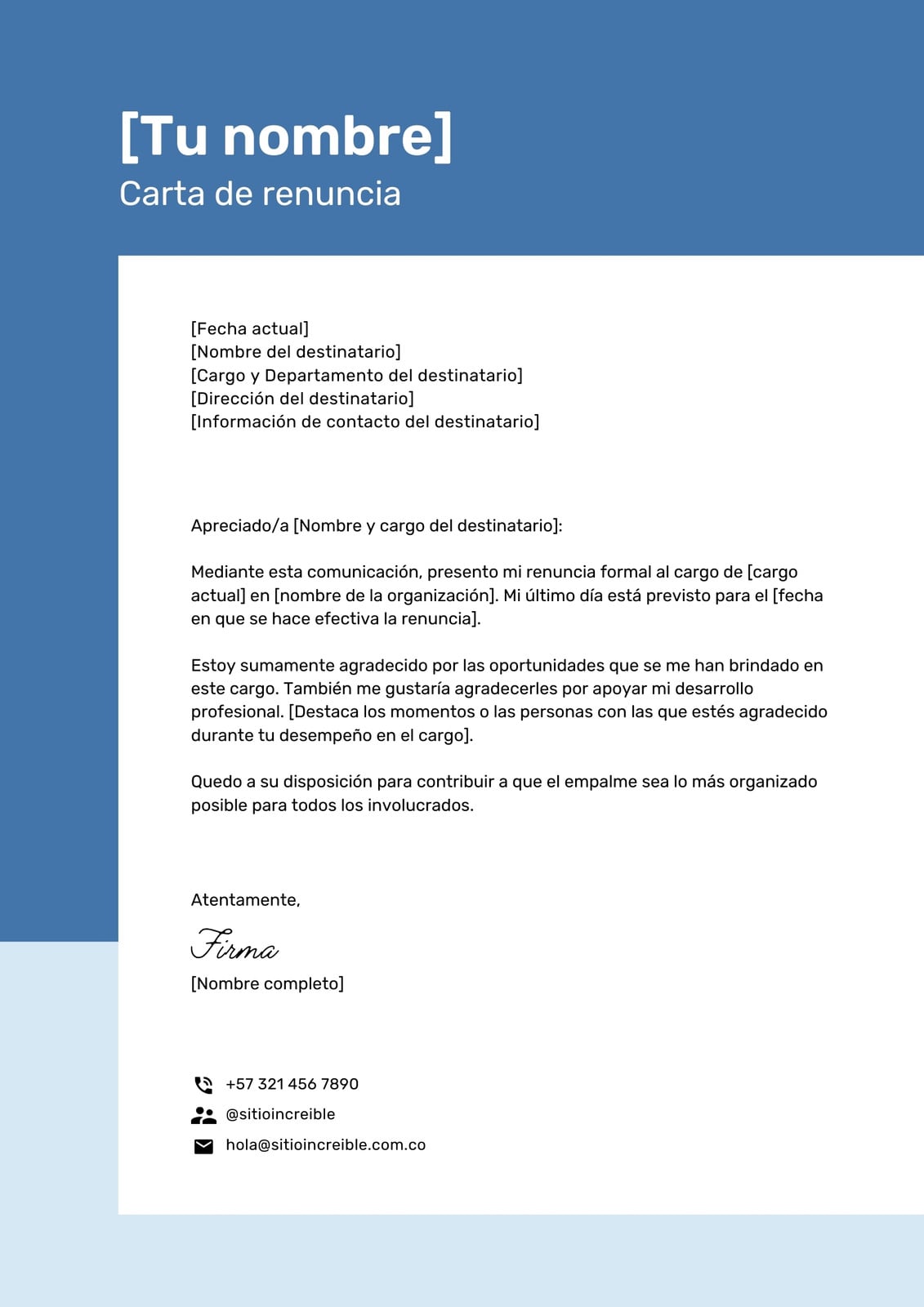 Plantillas para cartas de renuncia para editar | Canva