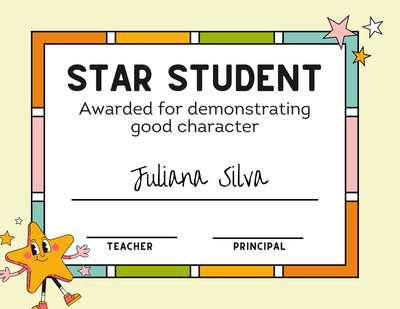 Star Student Award Printable