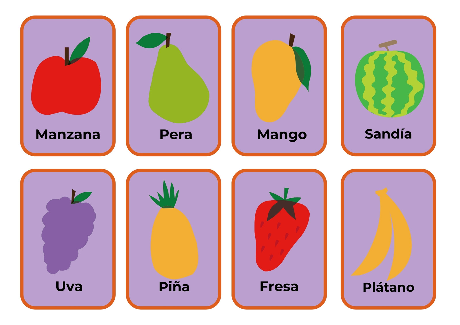 Fresa Spanish Word Art Spanish: Fruit Matching (elem) | Abcteach