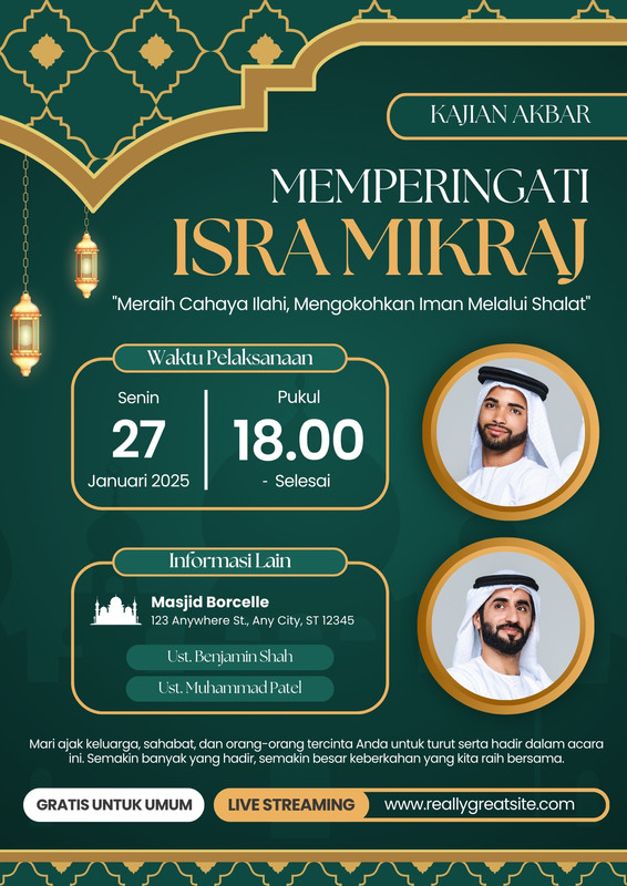 Gratis Contoh Pamflet Pengajian Keren - Canva