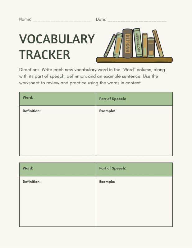 Vocabulary Review Worksheets