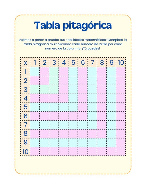 Plantillas de tablas de multiplicar - Gratis y editables | Canva