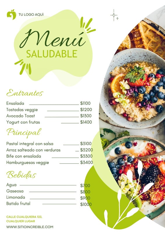 Plantillas comida saludable - Gratis y editables - Canva
