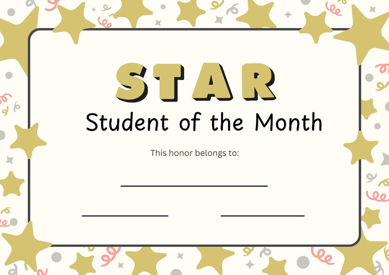 Star Student Award Printable