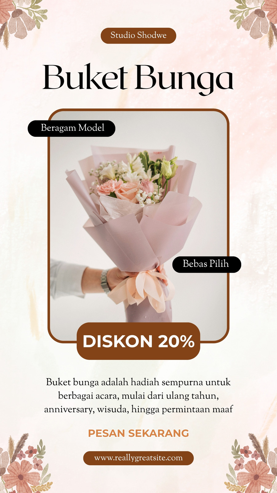 Gratis desain contoh buket - Canva
