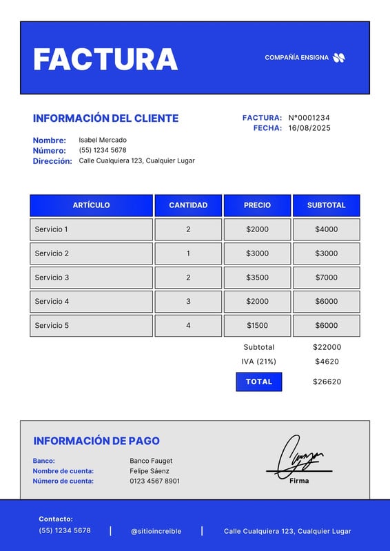 Facturas simples online gratis | Canva