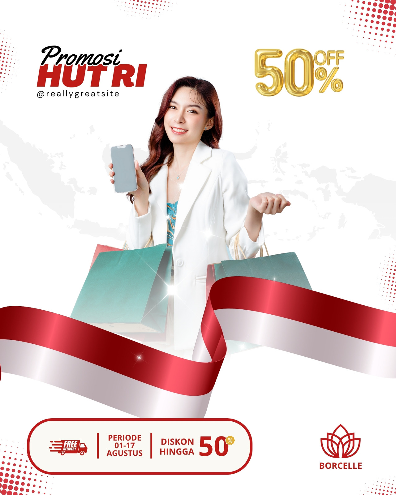 Gratis desain contoh hut - Canva