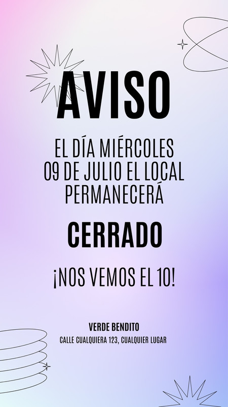 Explorá Plantillas de cerrado por feriado personalizables gratis - Canva