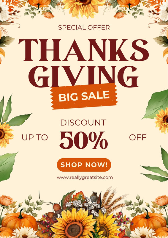 Page 5 - Free custom printable Thanksgiving poster templates | Canva