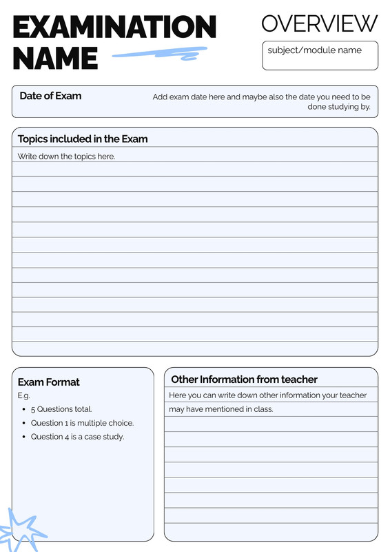 Free and customizable exam templates