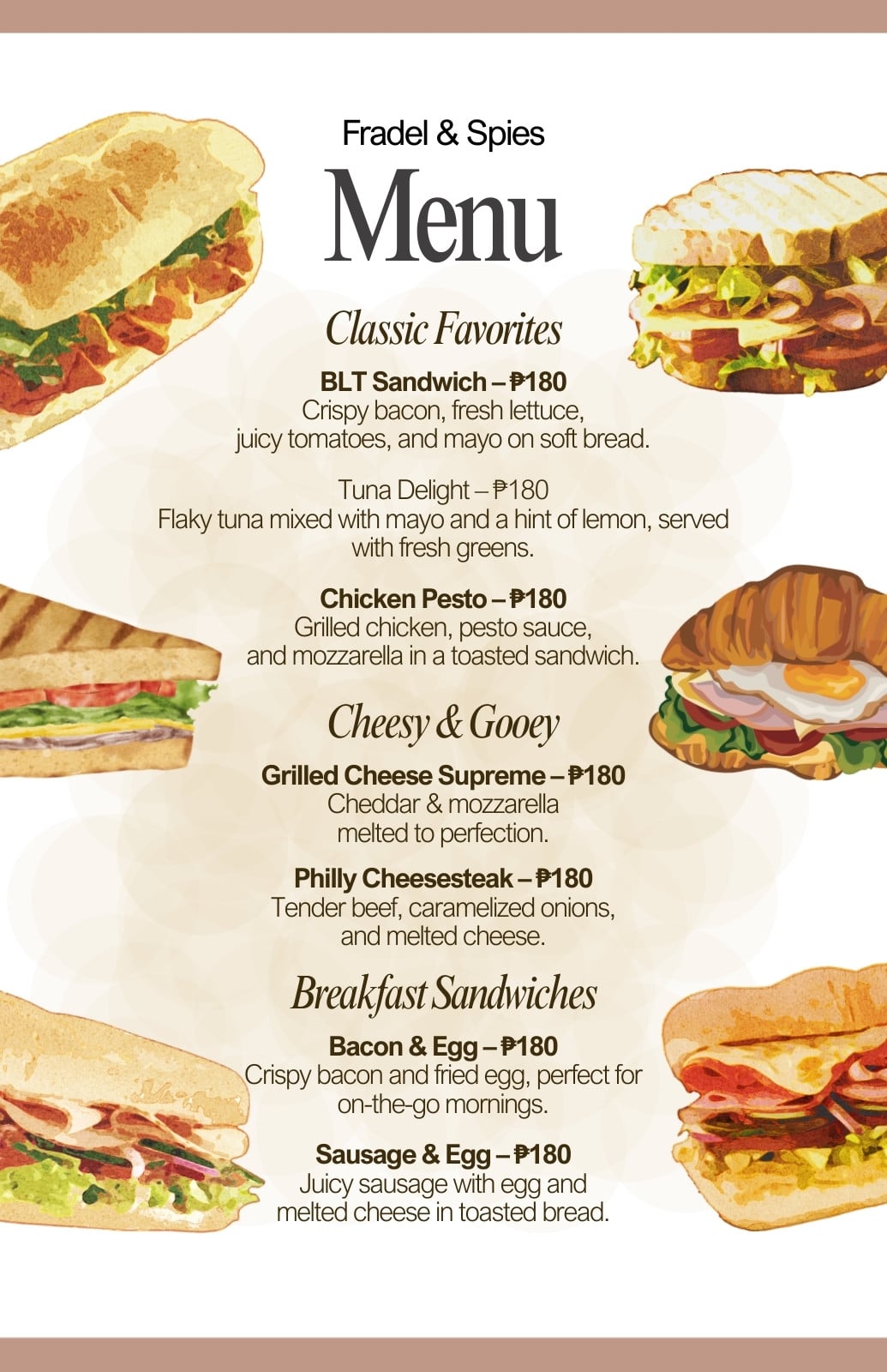 Free and customizable sandwich templates