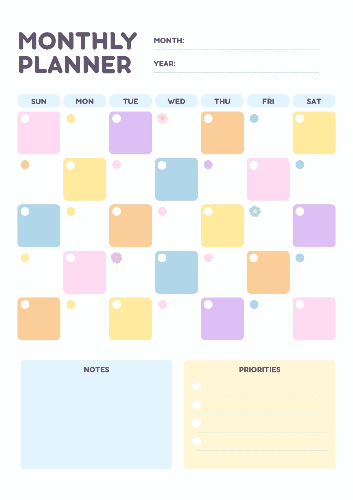 Free personalized monthly planner templates to print | Canva