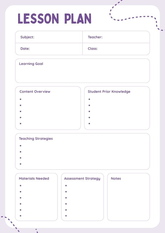Free printable monthly lesson plan templates | Canva